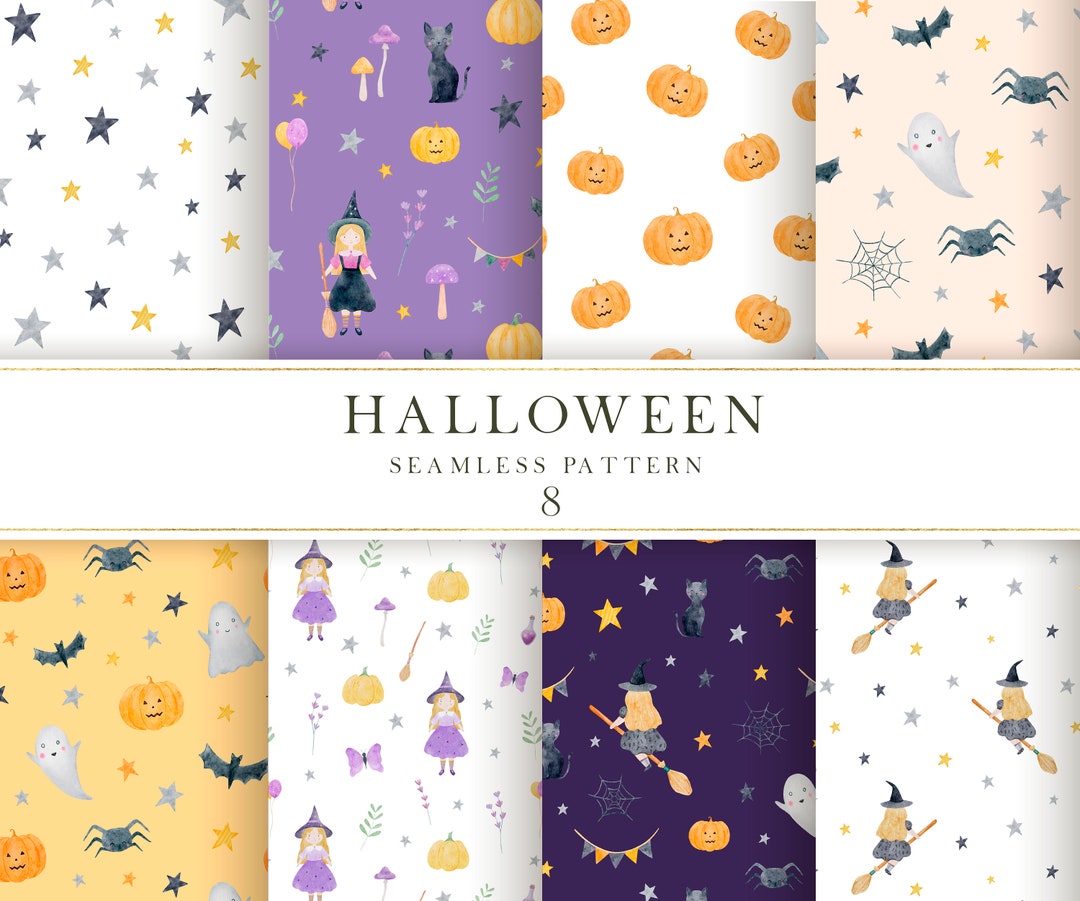Halloween Digital Paper Watercolor, Classic Halloween Digital Paper Jpg ...