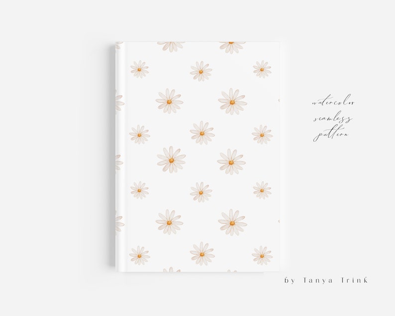 Daisy Floral Digital Paper Neutral Floral Seamless Pattern - Etsy