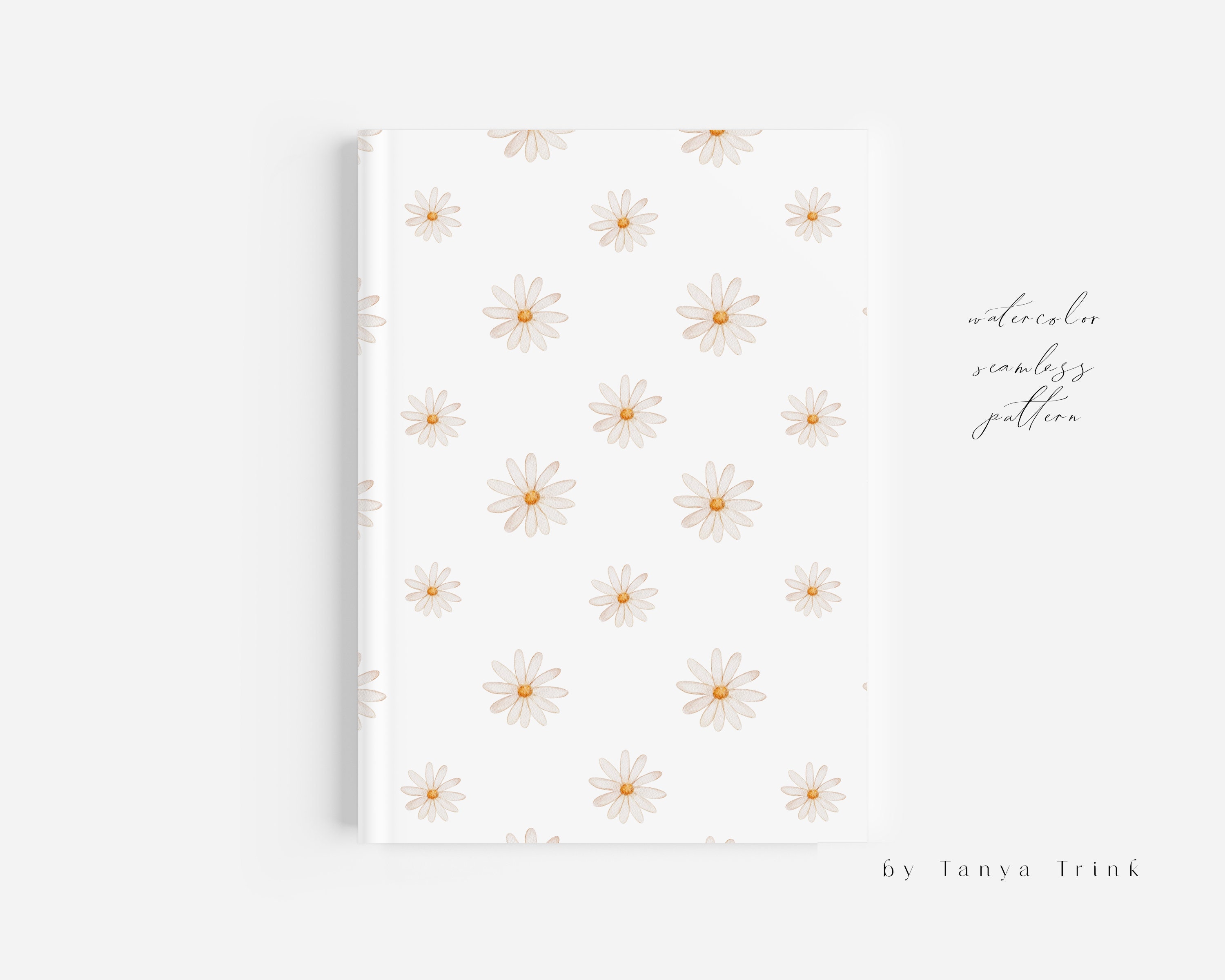 Daisy Floral Digital Paper, Neutral Floral Seamless Pattern, Summer ...