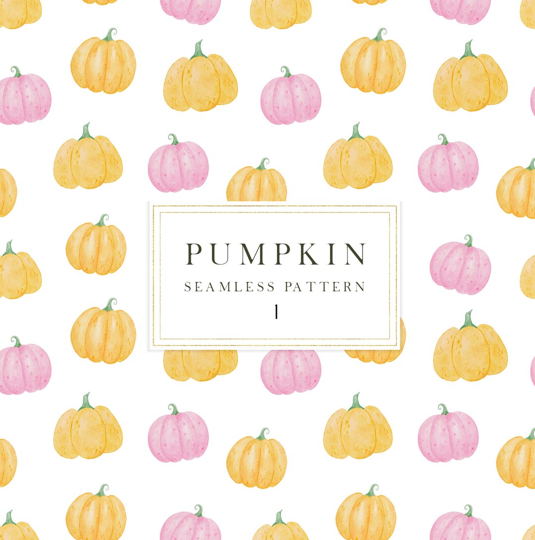 Pumpkin Watercolor Digital Paper, Thanksgiving Seamless Pattern, Autumn ...