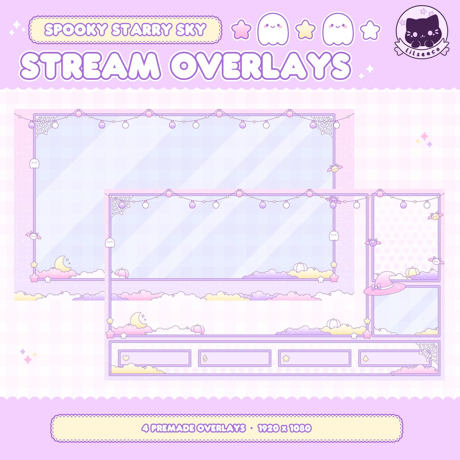 Spooky Starry Sky Overlay Set, Twitch, Webcams, Overlays, Stream Pack ...