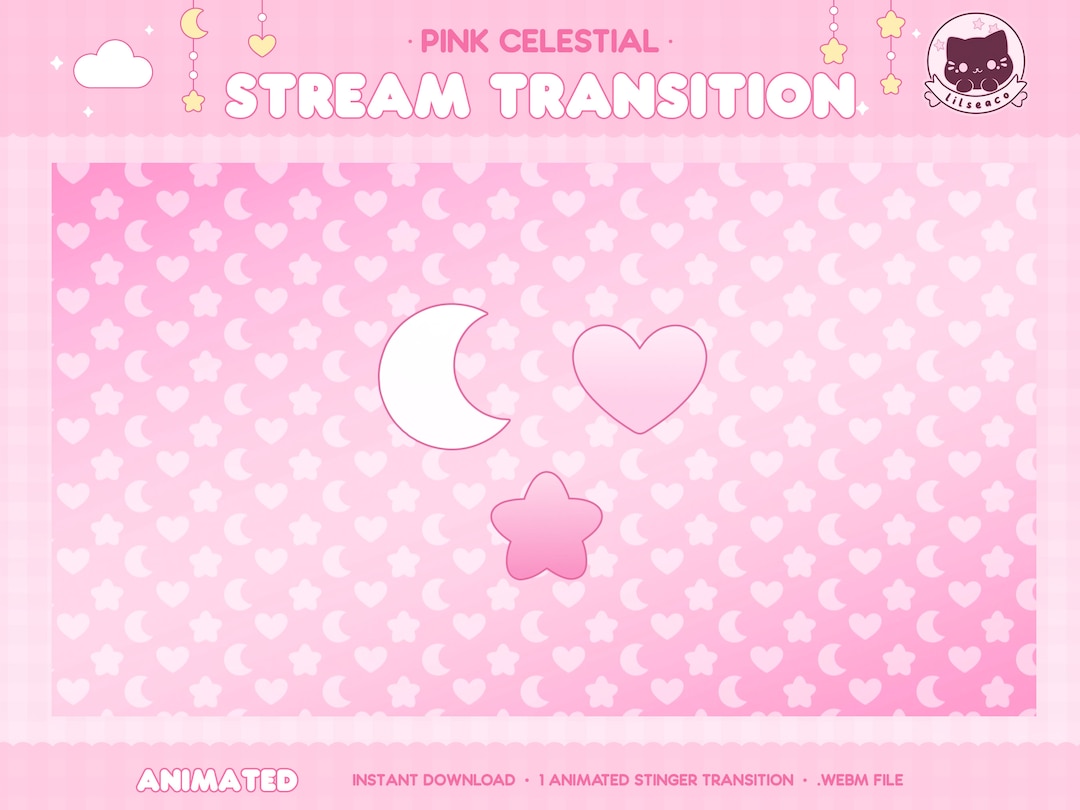 Pink Celestial Stinger Transition, Animated Overlay, Stream Overlay ...