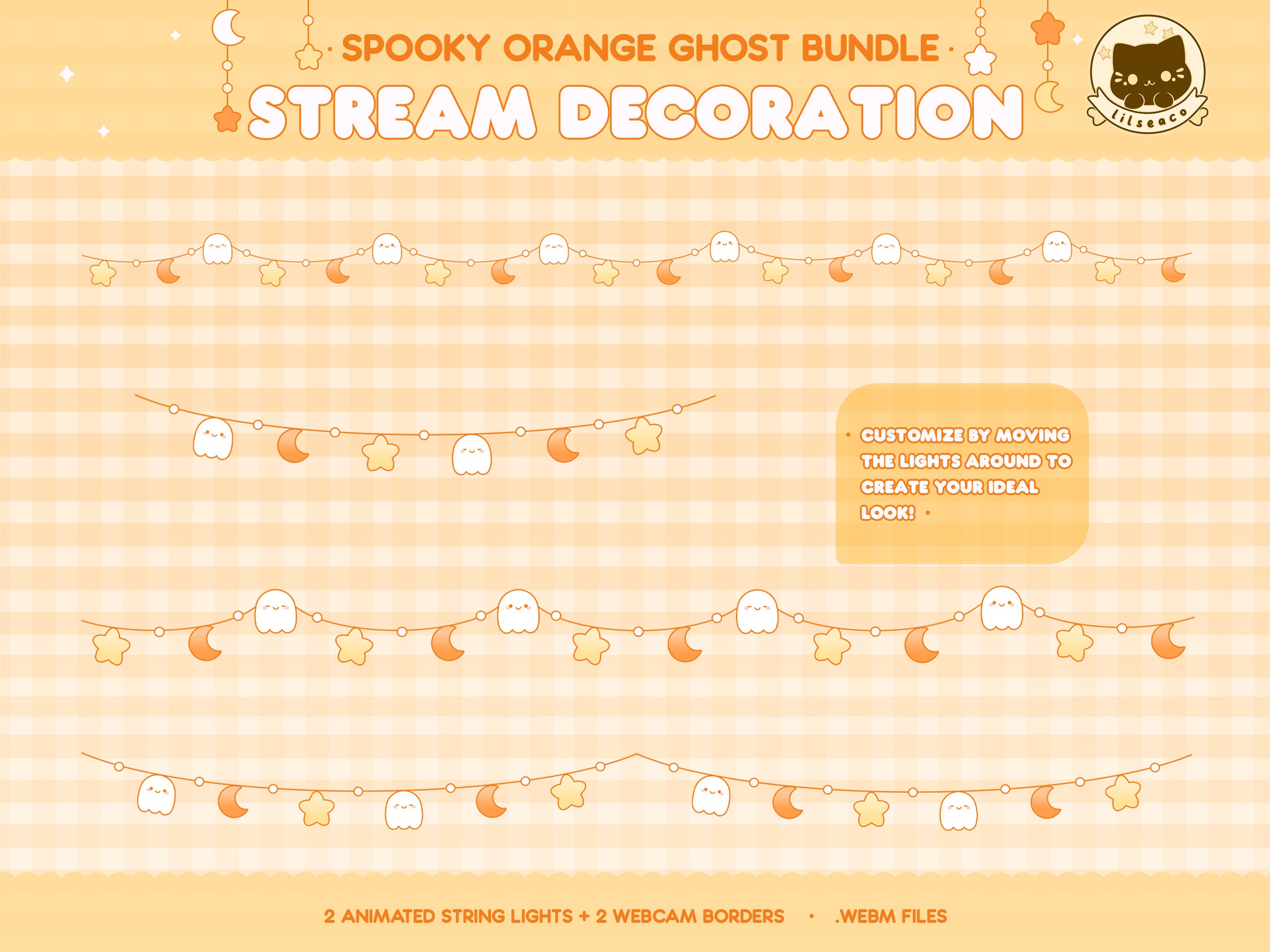 Animated Ghost String Lights Stream Overlay, Animated Twitch Overlay ...