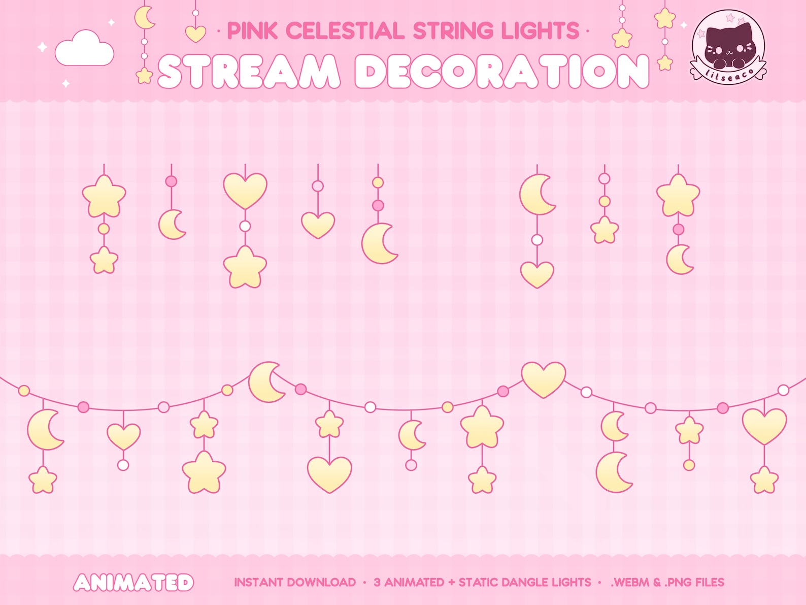 Animated Celestial String Light Overlay, Animated Twitch Overlay ...