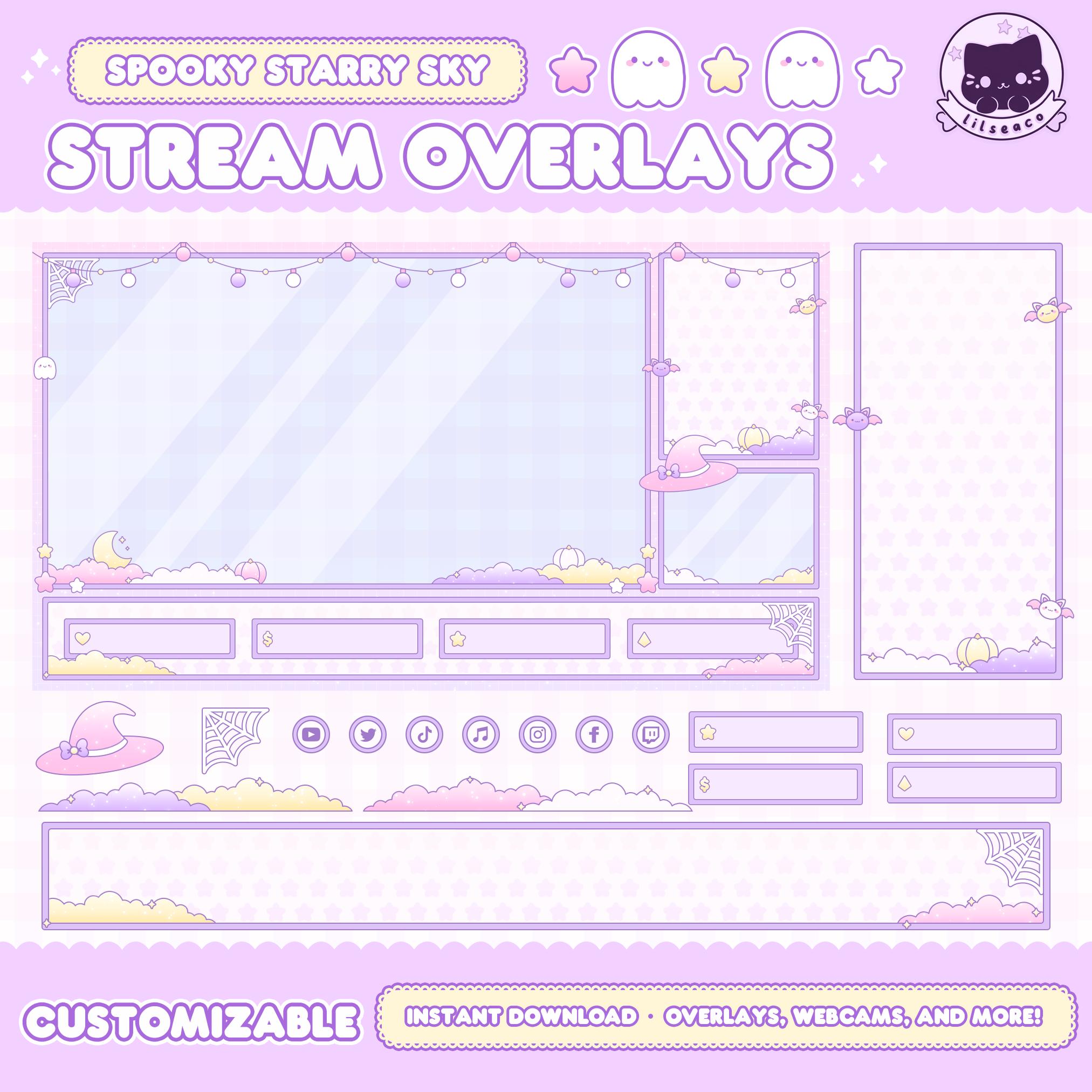 Spooky Starry Sky Overlay Set, Twitch, Webcams, Overlays, Stream Pack ...