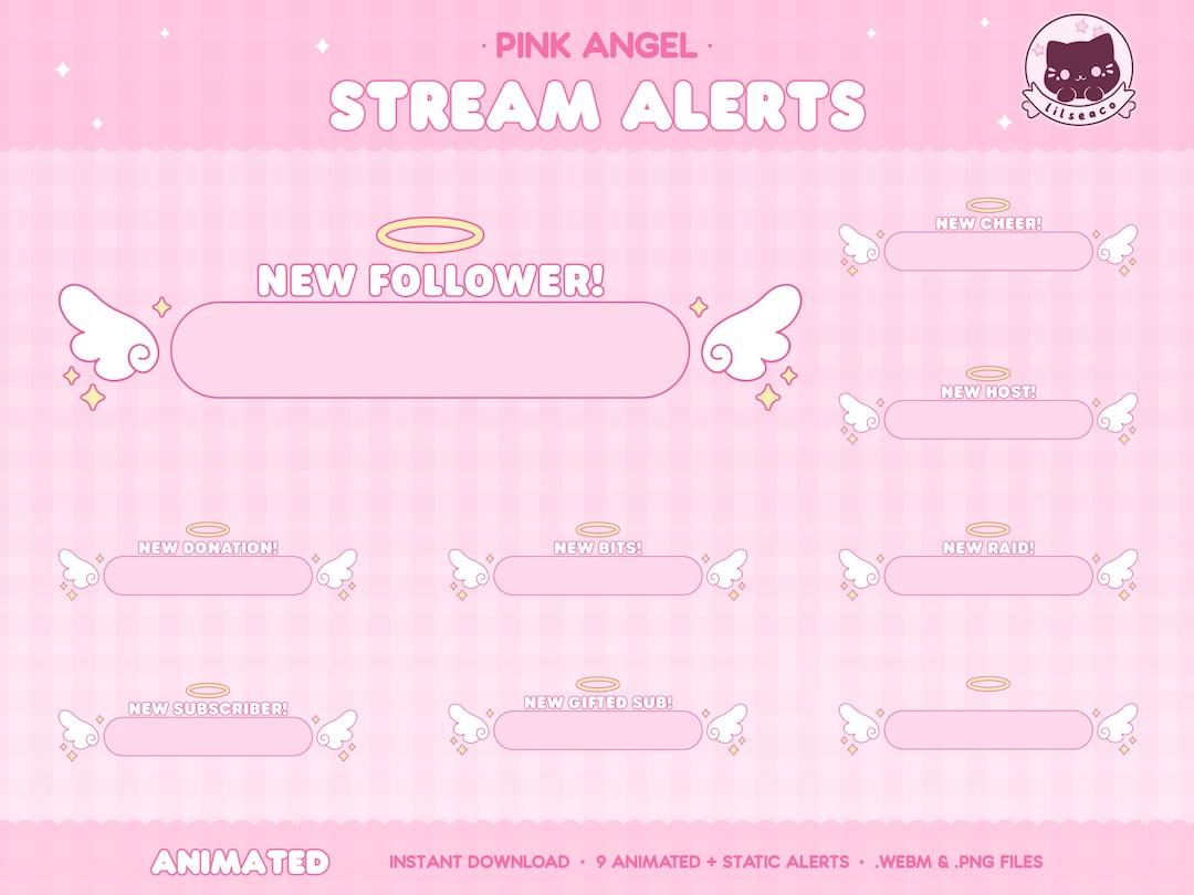 Animated Angel Alerts Twitch Stream Alerts Pink Theme - Etsy