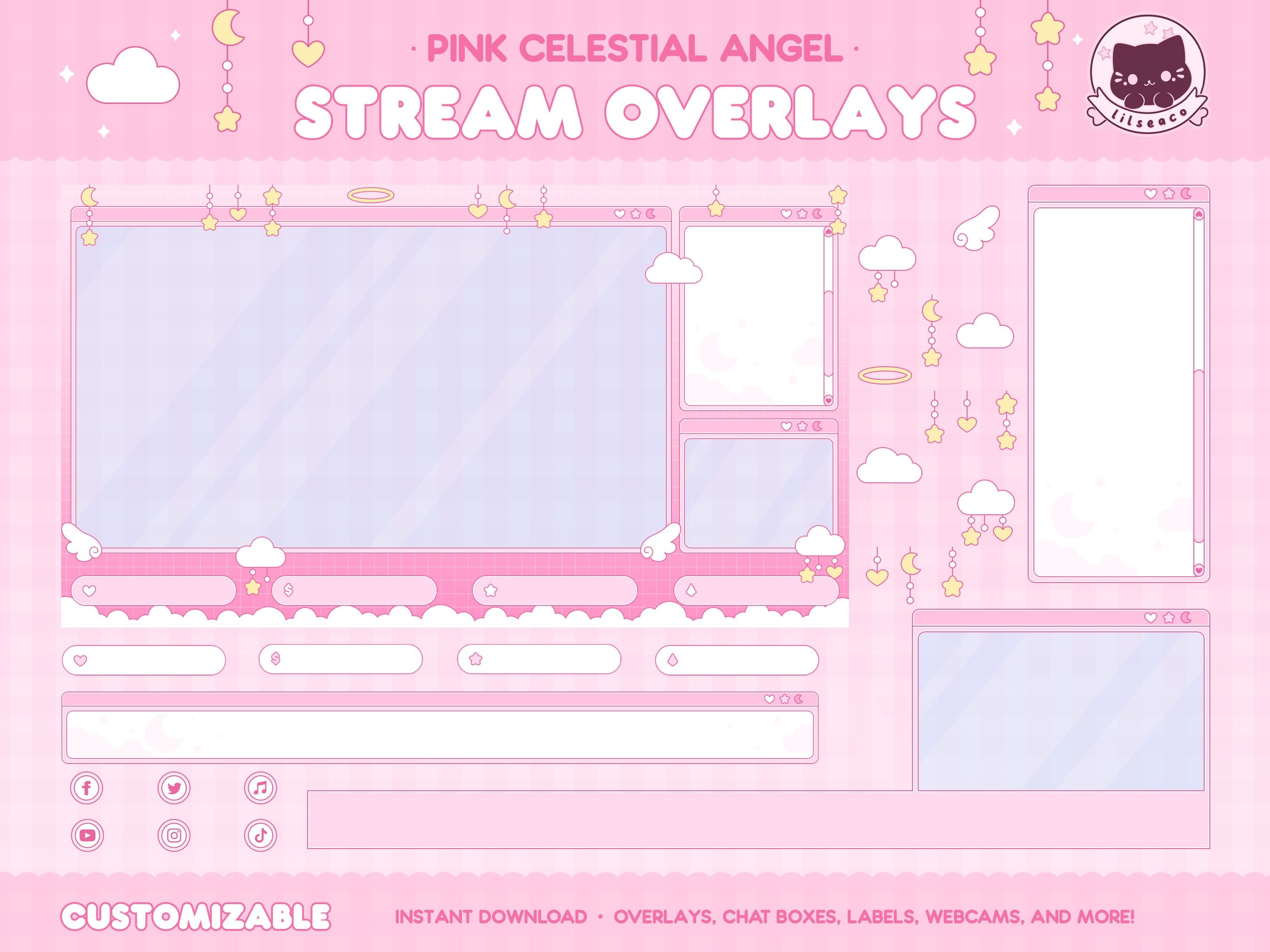 Celestial Angel Overlay Set, Twitch, Webcams, Overlays, Stream Pack ...