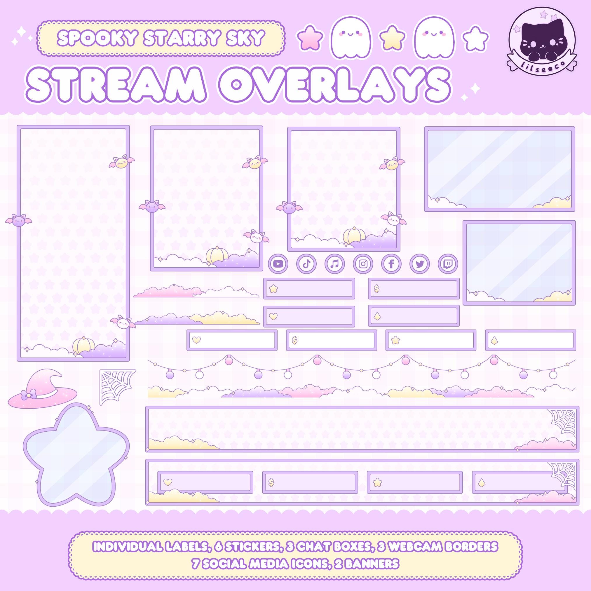 Spooky Starry Sky Overlay Set, Twitch, Webcams, Overlays, Stream Pack ...