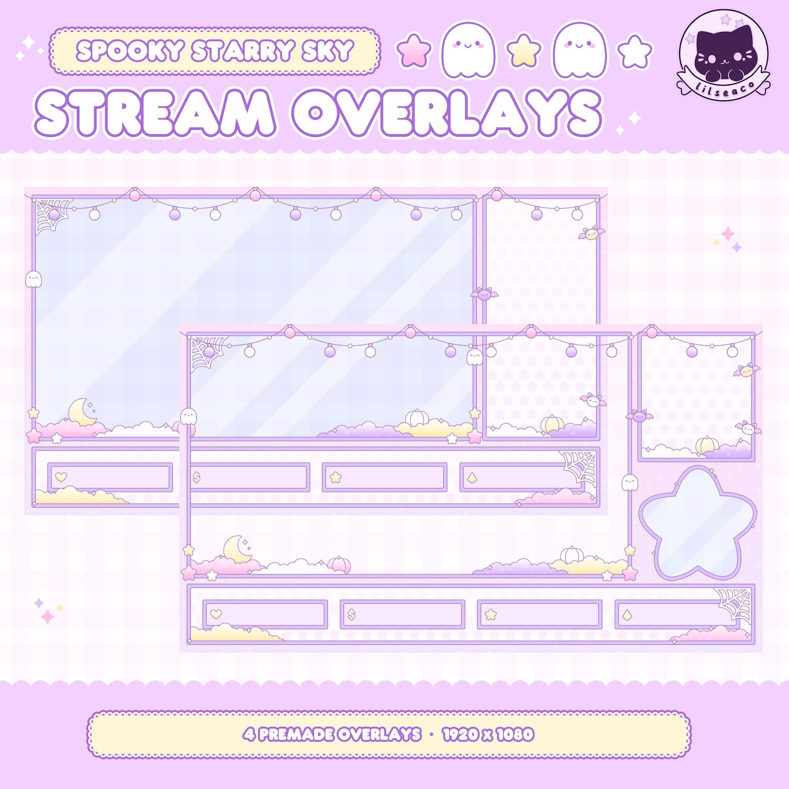 Spooky Starry Sky Overlay Set, Twitch, Webcams, Overlays, Stream Pack ...