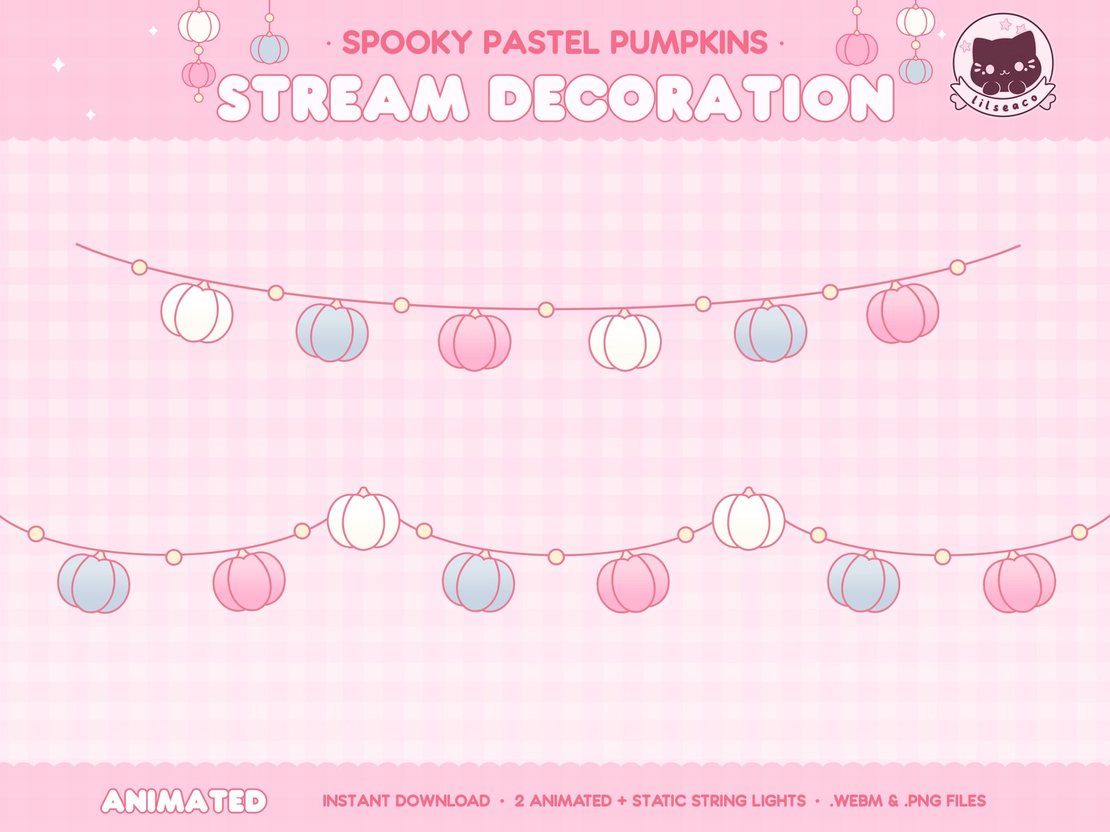 Animated Pumpkin String Light Stream Overlay, Animated Twitch Overlay ...