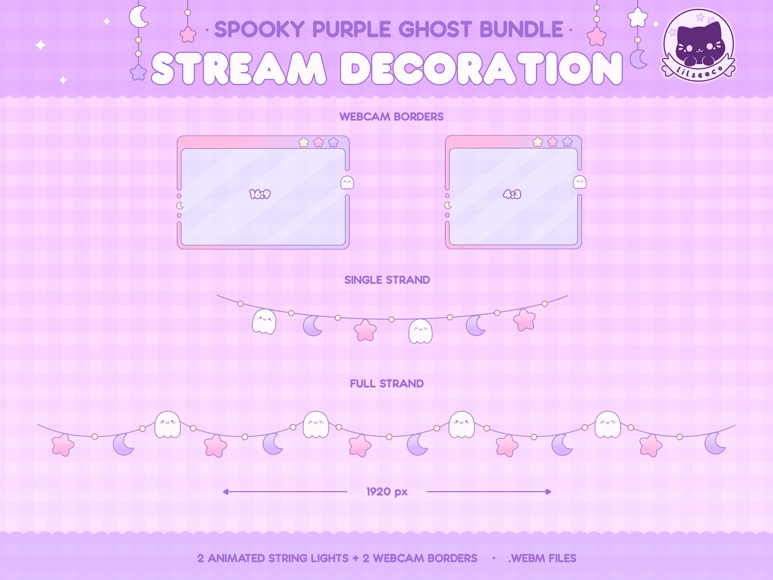 Animated Ghost String Light Overlay, Animated Twitch Overlay, Stream ...