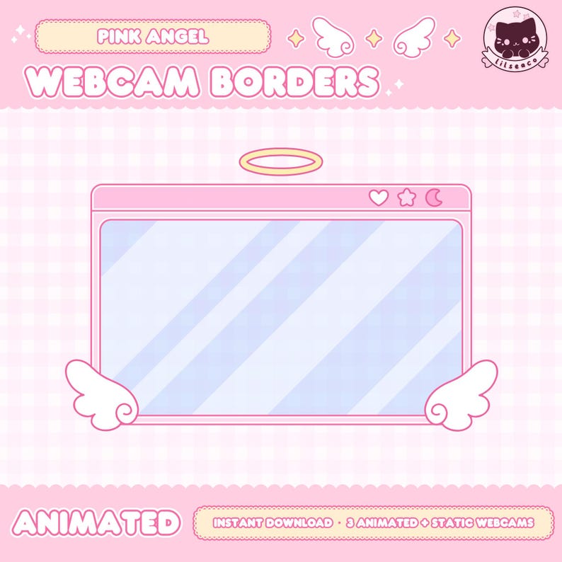 Animated Angel Webcam Borders, Twitch, Overlay, Celestial, Pink Webcam ...