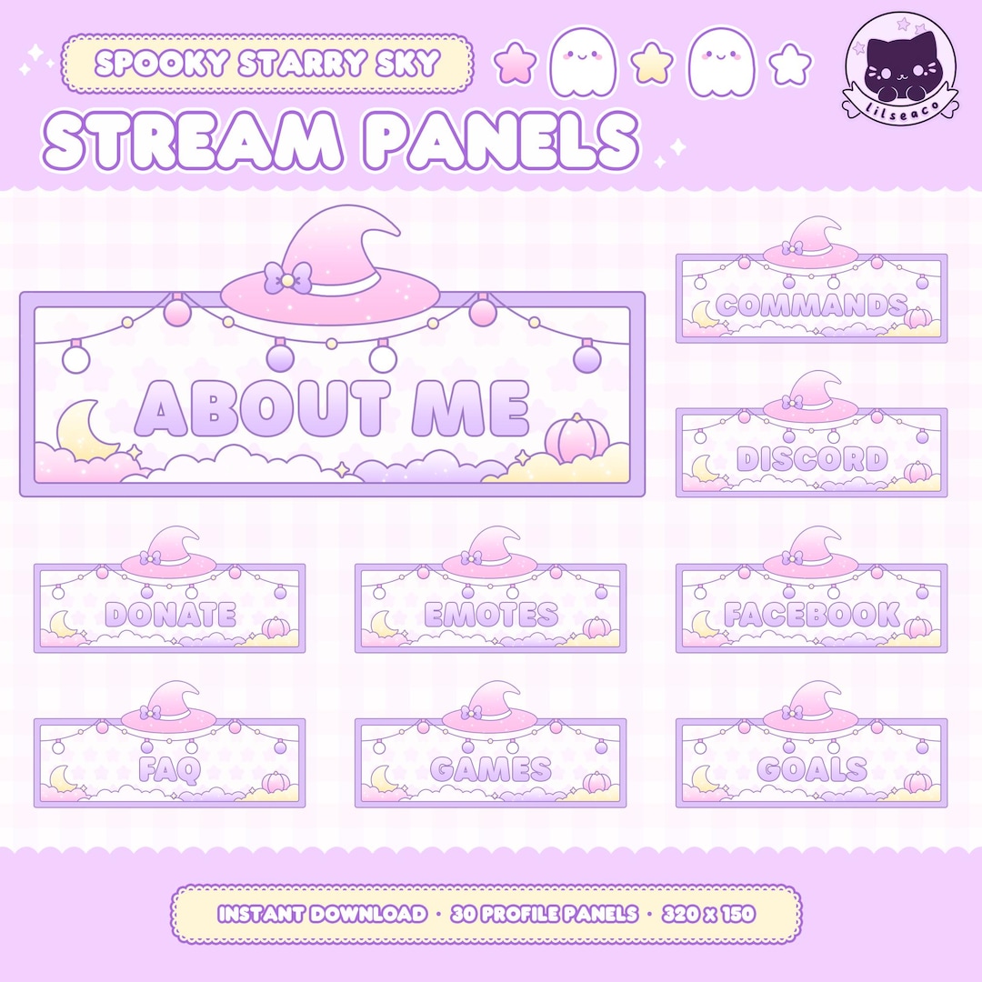 Spooky Starry Sky, Stream Panels, Twitch, Clouds, Overlay Pack ...