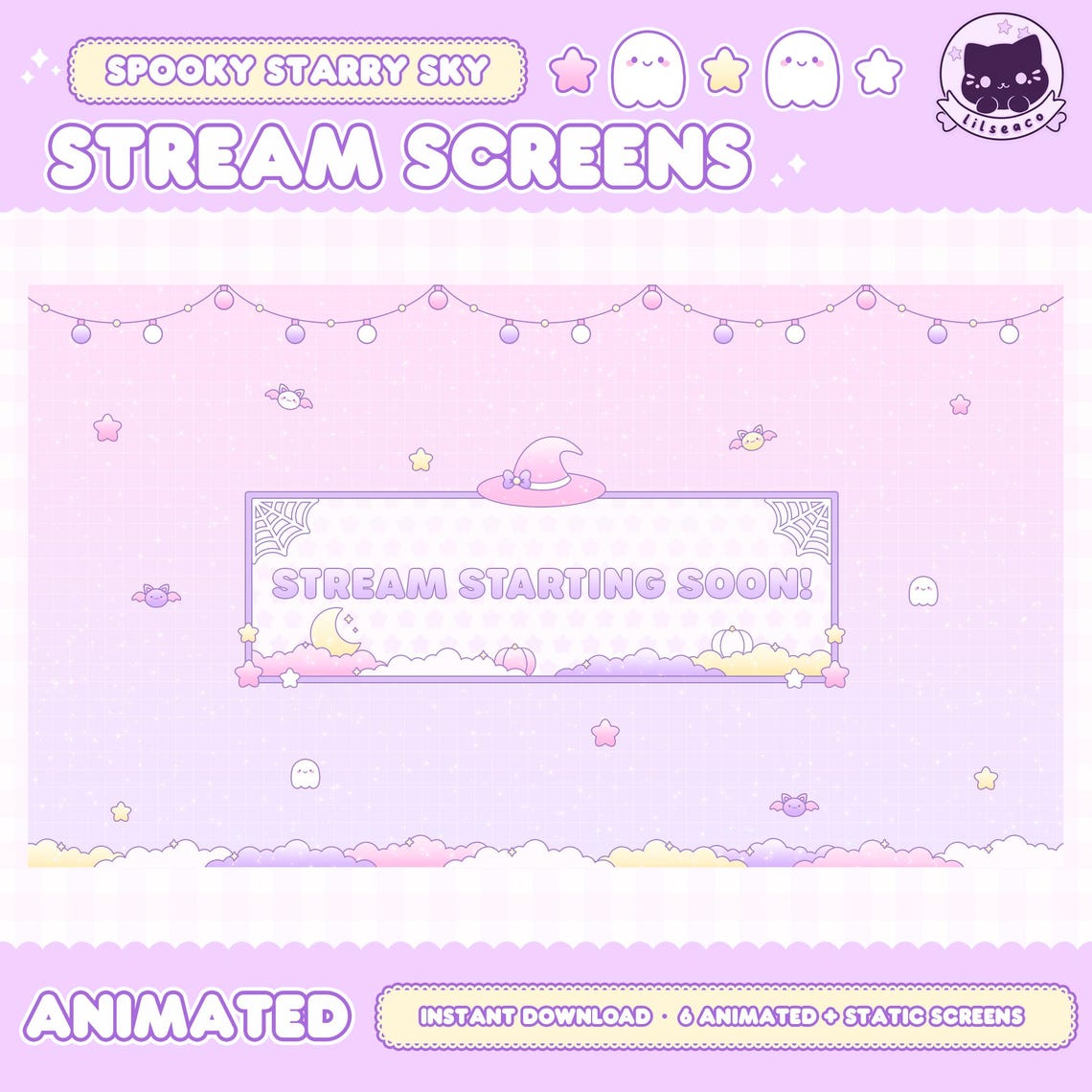 Animated Spooky Starry Sky Screens, Twitch, Stream Screens, Starting ...