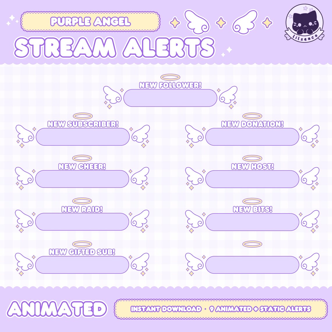 Animated Angel Alerts, Twitch, Stream Alerts, Purple Alerts, Halo ...