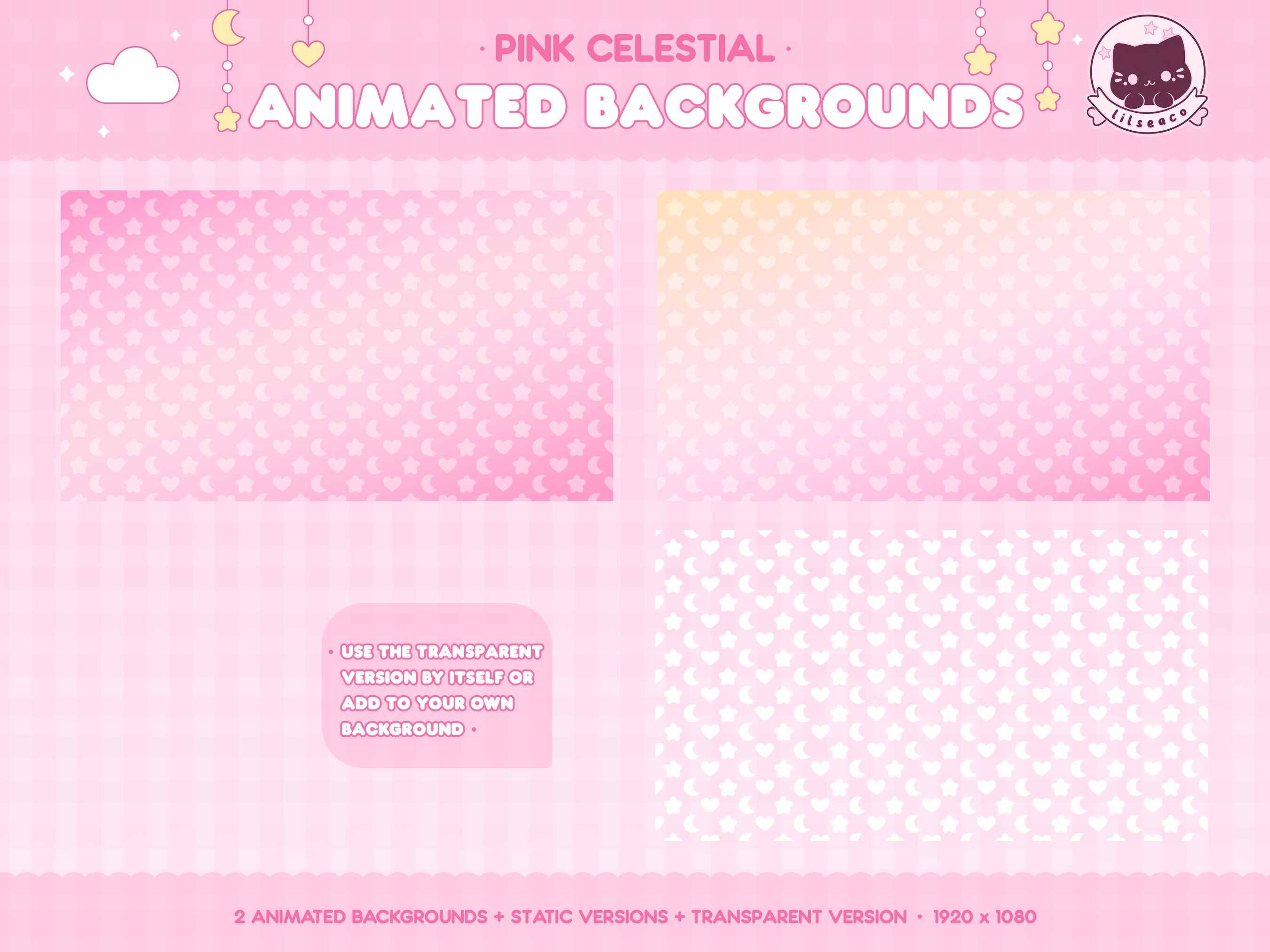Animated Stream Background, Celestial Twitch Overlay, Stream Pack, Pink ...
