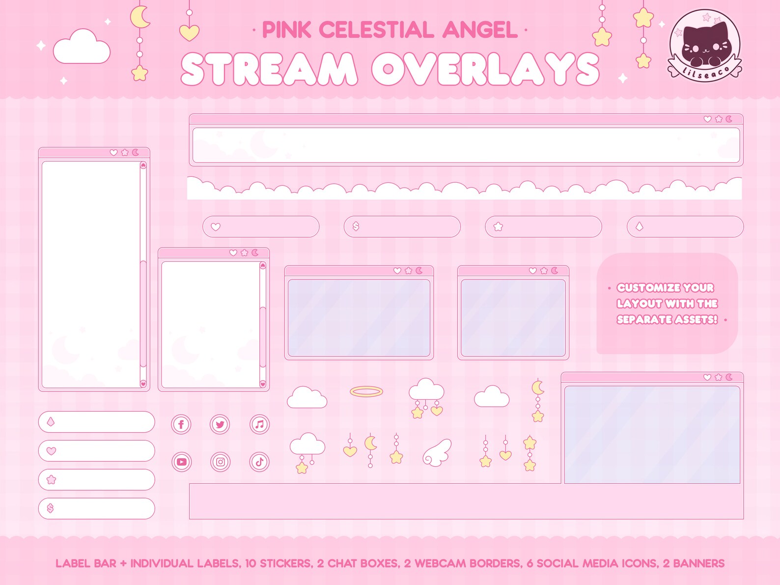 Celestial Angel Overlay Set, Twitch, Webcams, Overlays, Stream Pack ...