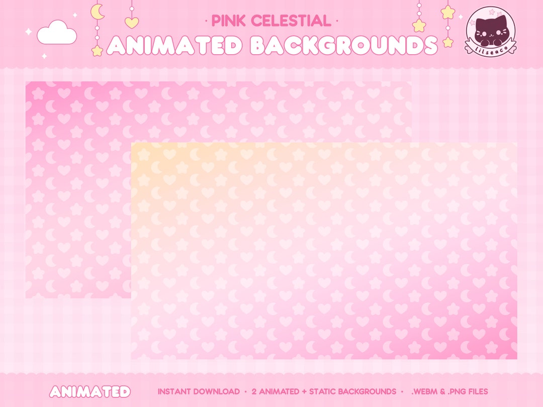 Animated Stream Background, Celestial Twitch Overlay, Stream Pack, Pink ...