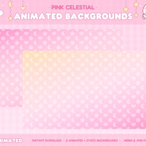 Animated Stream Background, Celestial Twitch Overlay, Stream Pack, Pink ...