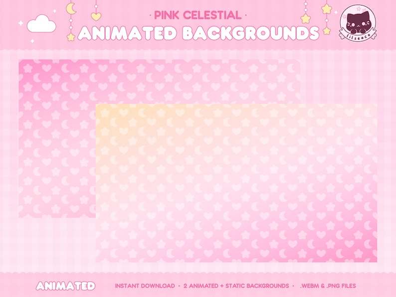 Animated Stream Background, Celestial Twitch Overlay, Stream Pack, Pink ...