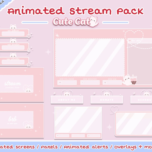 Kawaii Cat Twitch Overlay - Etsy UK