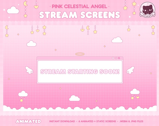 Animated Pink Celestial Cloudy Sky Screens for Twitch, Stream Scenes ...