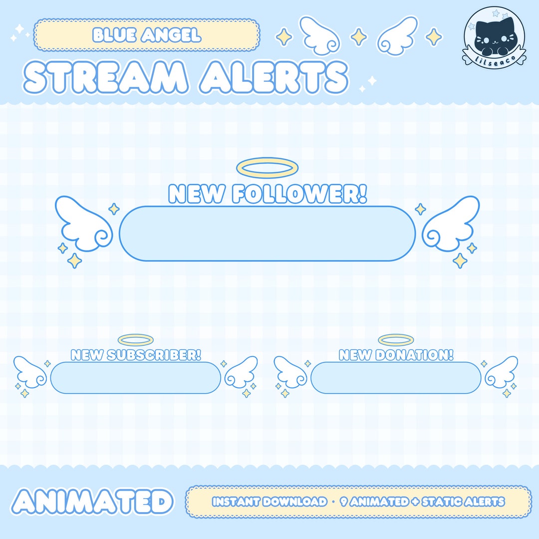 Animated Angel Alerts, Twitch, Stream Alerts, Blue Alerts, Halo, Kawaii ...