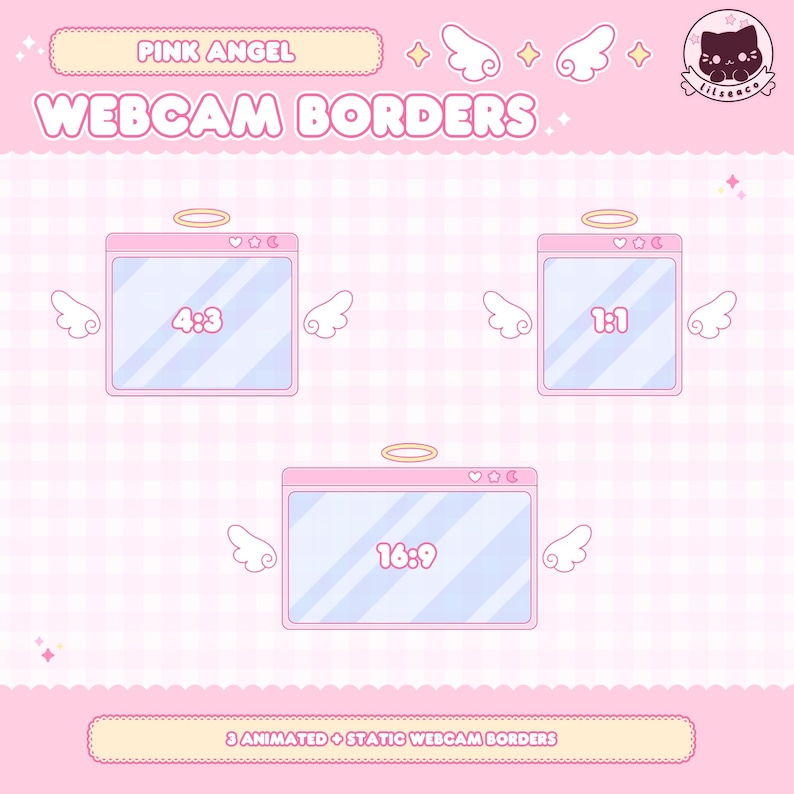Animated Angel Webcam Borders, Twitch, Overlay, Celestial, Pink Webcam ...