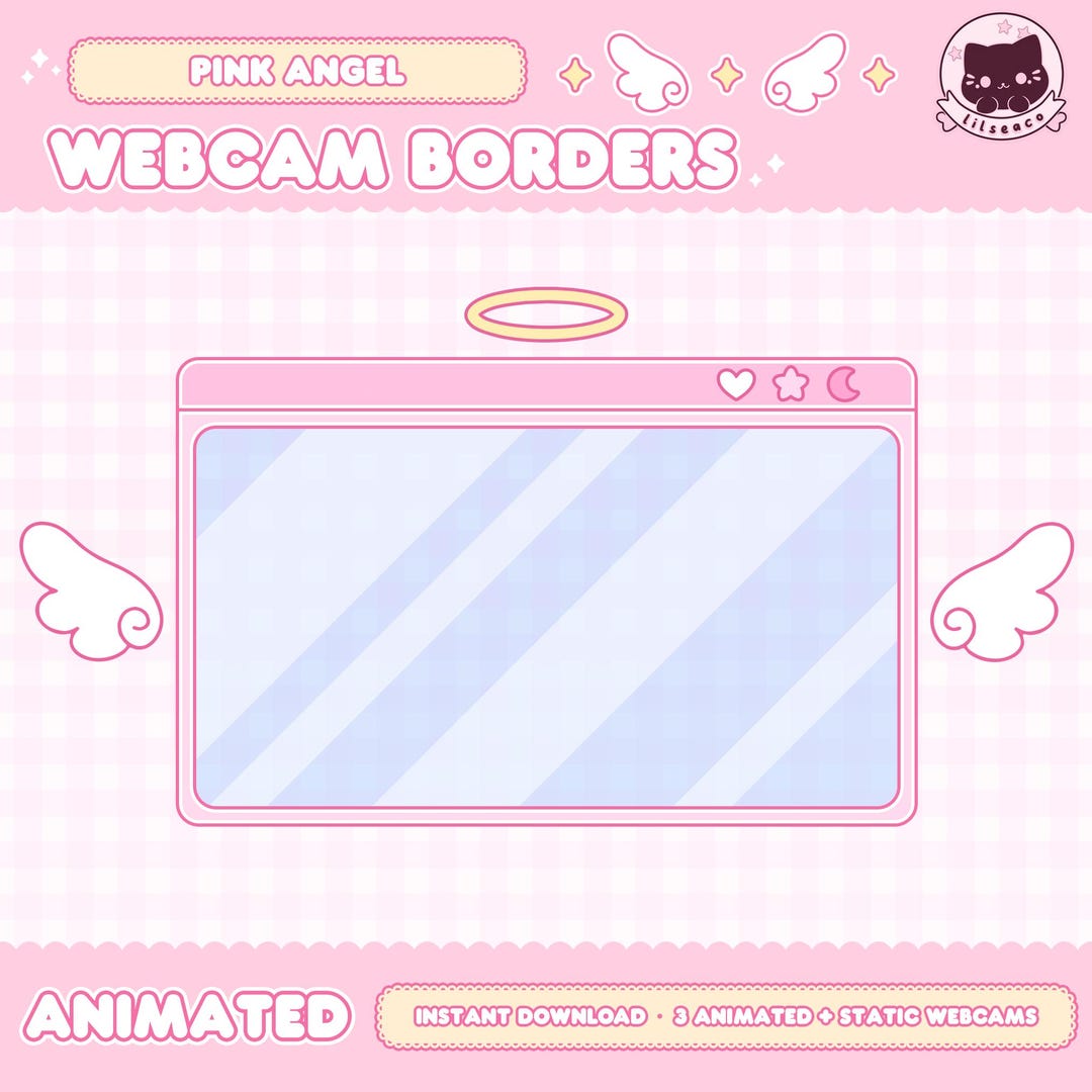 Animated Angel Webcam Borders, Twitch, Overlay, Celestial, Pink Webcam ...