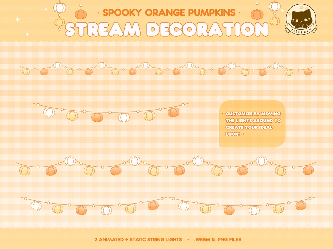 Animated Pumpkin String Lights Stream Overlay, Animated Twitch Overlay ...