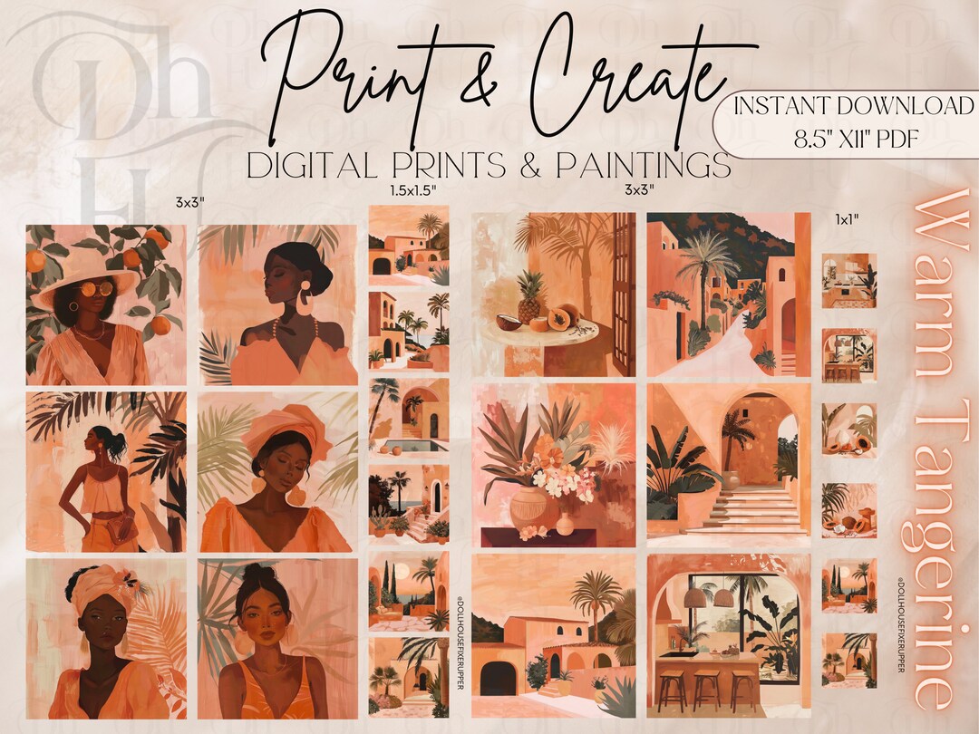 Warm Tangerine Portraits- Print & Create | Printable Dollhouse Art ...