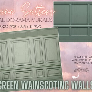 Scene Setters- Green Wainscoting Walls- Doll Diorama Murals- Digital ...
