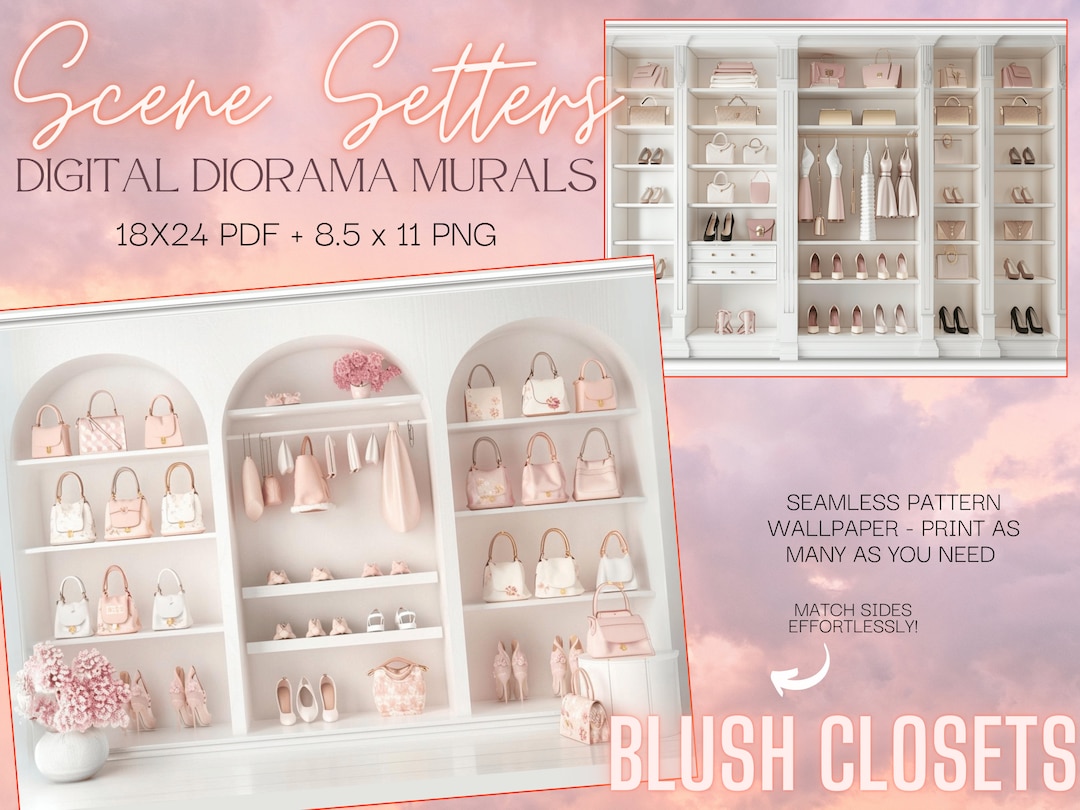 Scene Setters- Blush Closets- Doll Diorama Murals- Digital Download ...