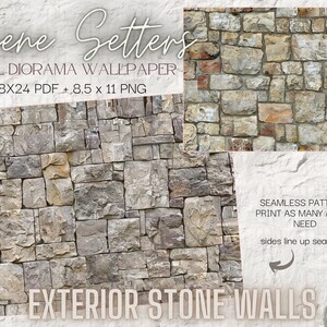 Exterior Stone Wallpaper- Scene Setters -doll Diorama Flooring- Digital ...