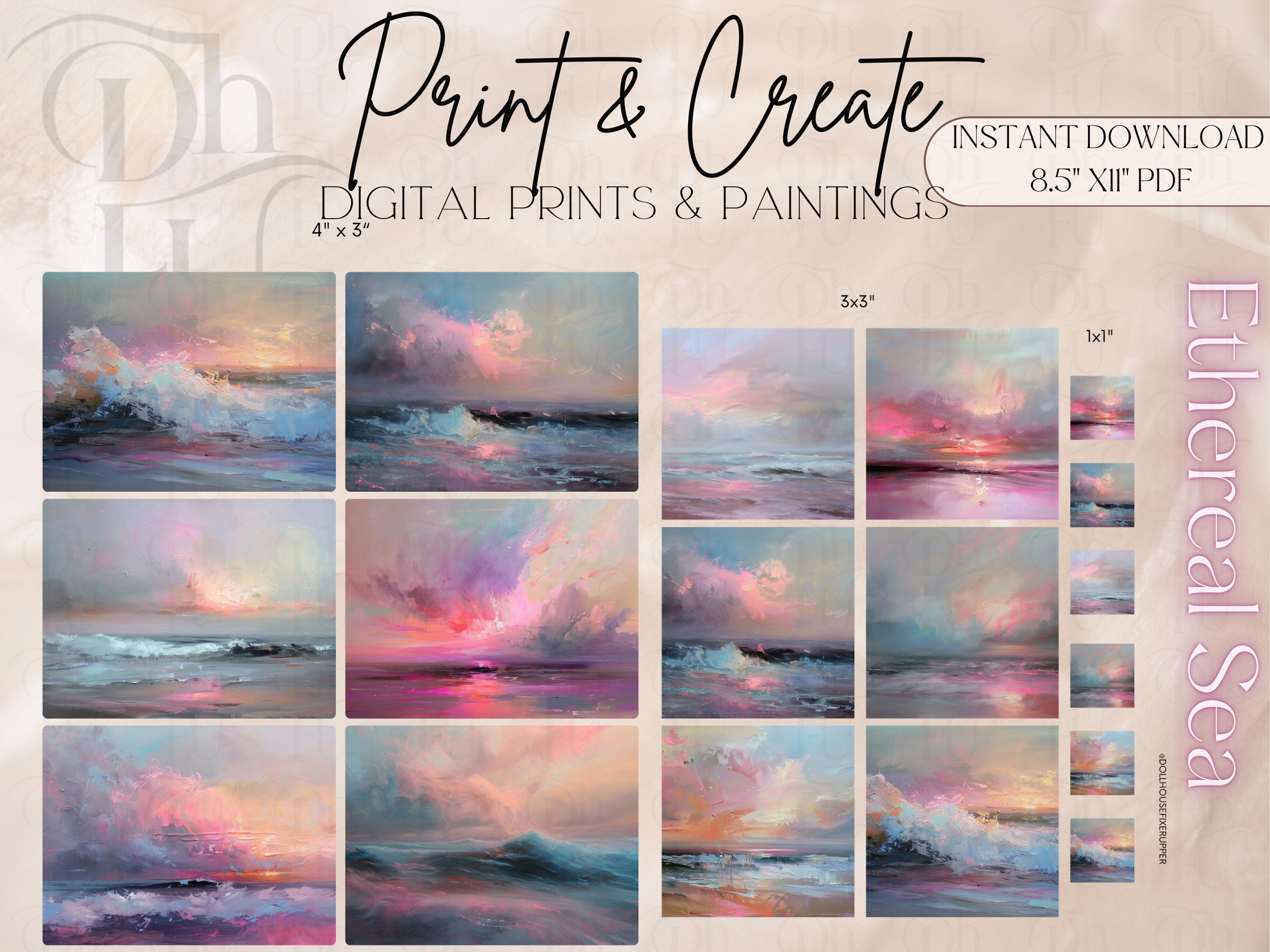 Ethereal Sea Portraits- Print & Create | Printable Dollhouse Art ...