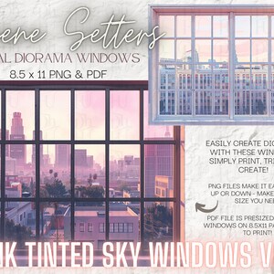 Pink Tinted Sky Windows Vol 1- PNG & PDF- Scene Setters -doll Diorama ...