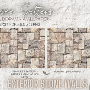 Exterior Stone Wallpaper- Scene Setters -doll Diorama Flooring- Digital ...