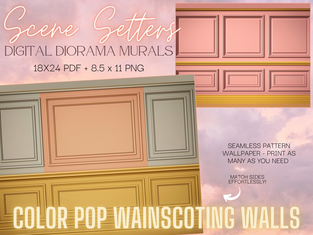 Scene Setters- Color POP Wainscoting Walls- Doll Diorama Murals ...