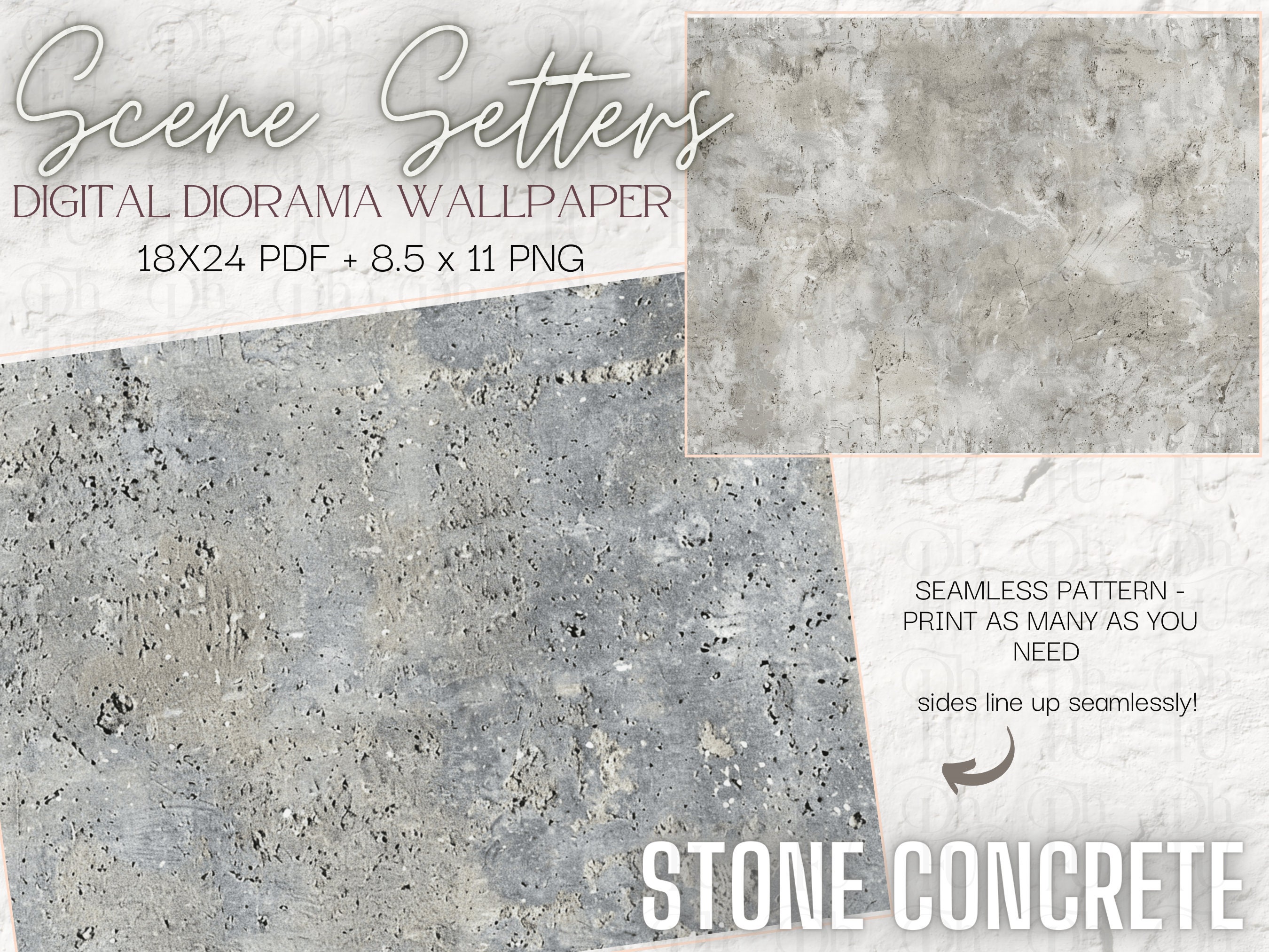 Stone Concrete Wallpaper or Flooring- Scene Setters -doll Diorama ...