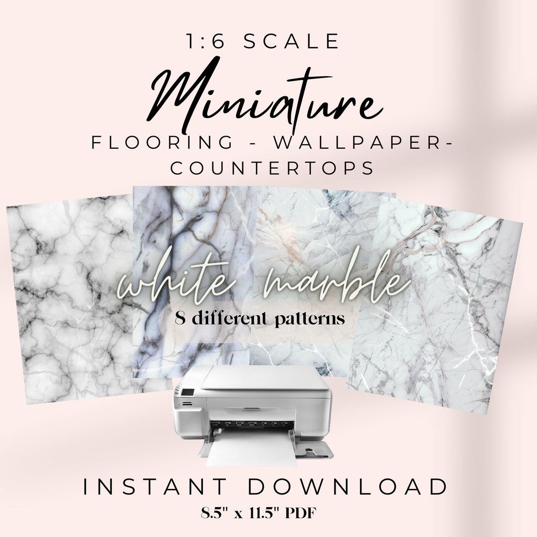 White Marble Pack- Instant Download | 1:6 Miniature Printable Marble ...