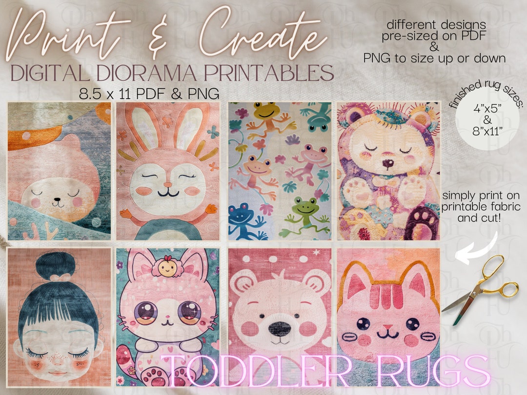 Toddler Rugs- Print and Create- Printable Dollhouse Rugs - Diorama ...