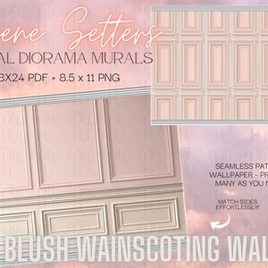 Scene Setters- Blush Wainscoting Walls- Doll Diorama Murals- Digital ...