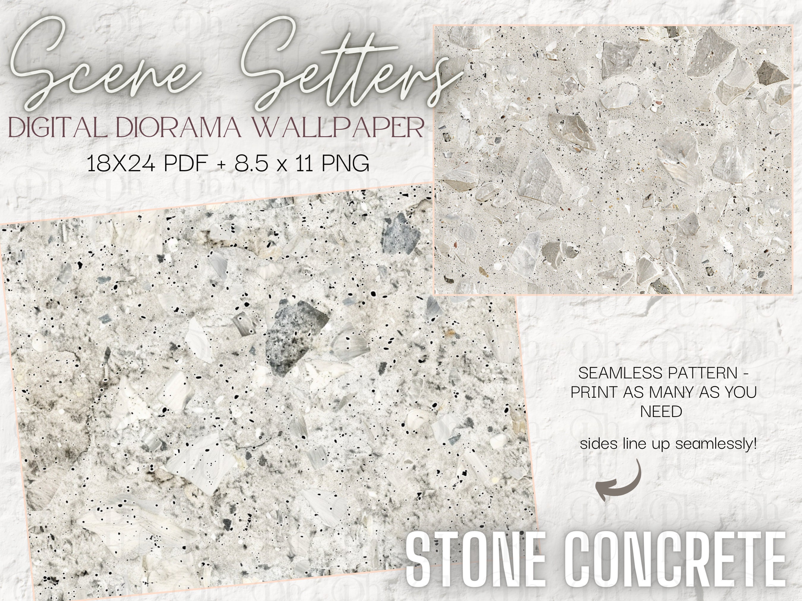 Stone Concrete Wallpaper or Flooring- Scene Setters -doll Diorama ...