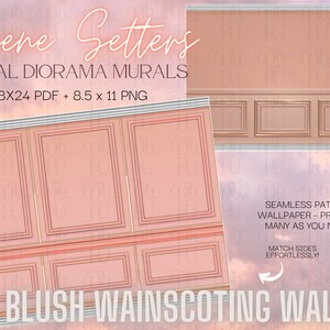 Scene Setters- Blush Wainscoting Walls- Doll Diorama Murals- Digital ...