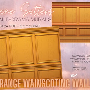 Scene Setters- Orange Wainscoting Walls- Doll Diorama Murals- Digital ...