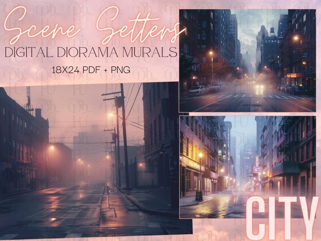 Scene Setters- CITY- Doll Diorama Murals- Digital Download- Printable ...
