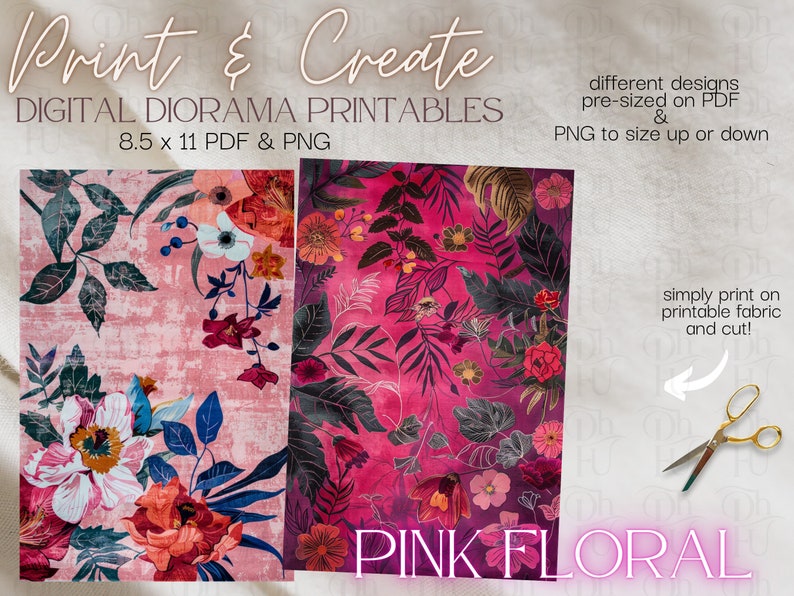 Pink Floral Rugs- Print and Create- Printable Dollhouse Rugs - Diorama ...