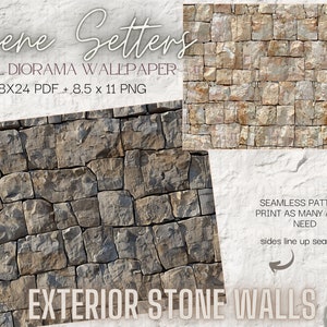 Exterior Stone Wallpaper- Scene Setters -doll Diorama Flooring- Digital ...