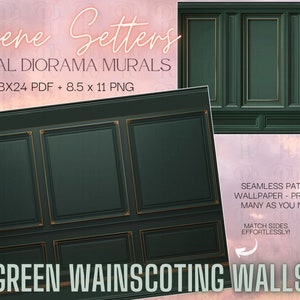 Scene Setters- Green Wainscoting Walls- Doll Diorama Murals- Digital ...
