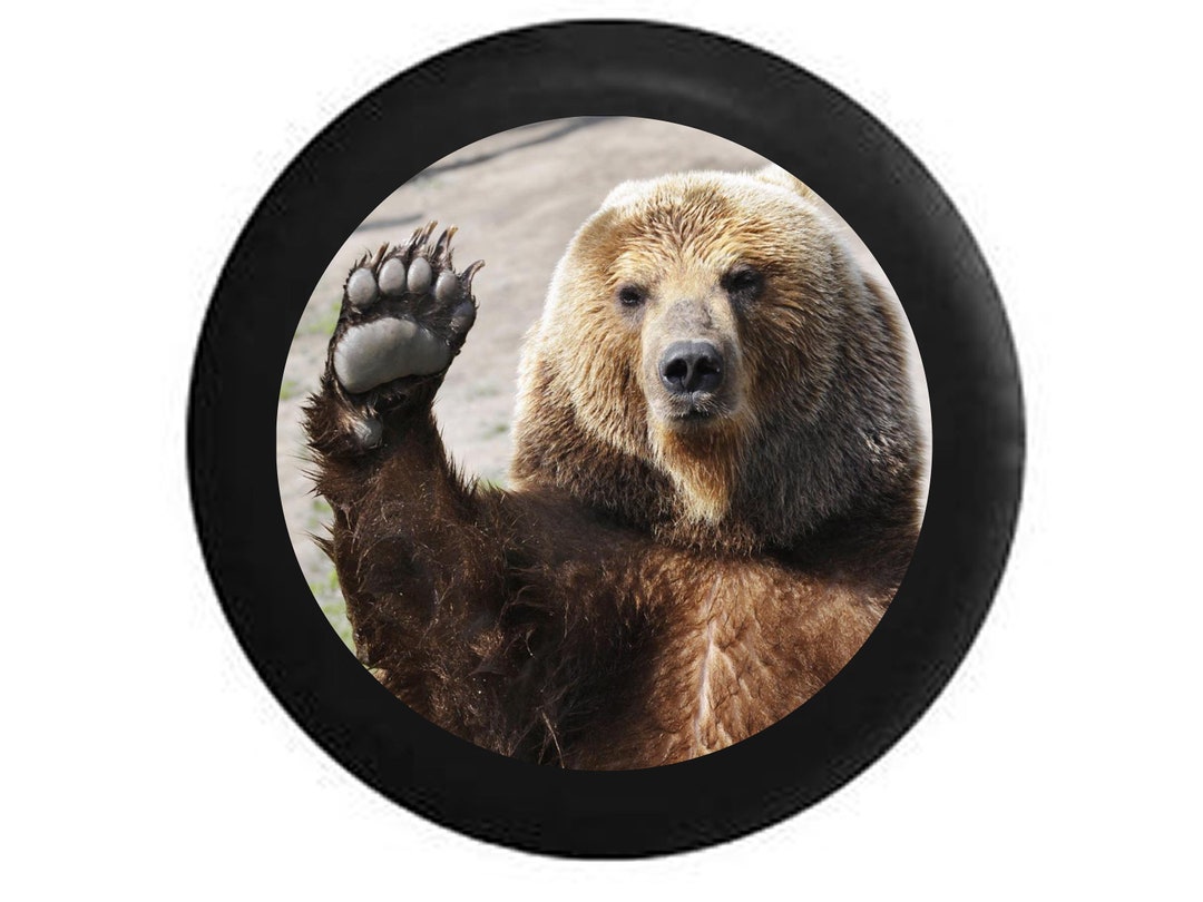 Waving Brown Bear Spare Tire Cover:camper, SUV - Etsy